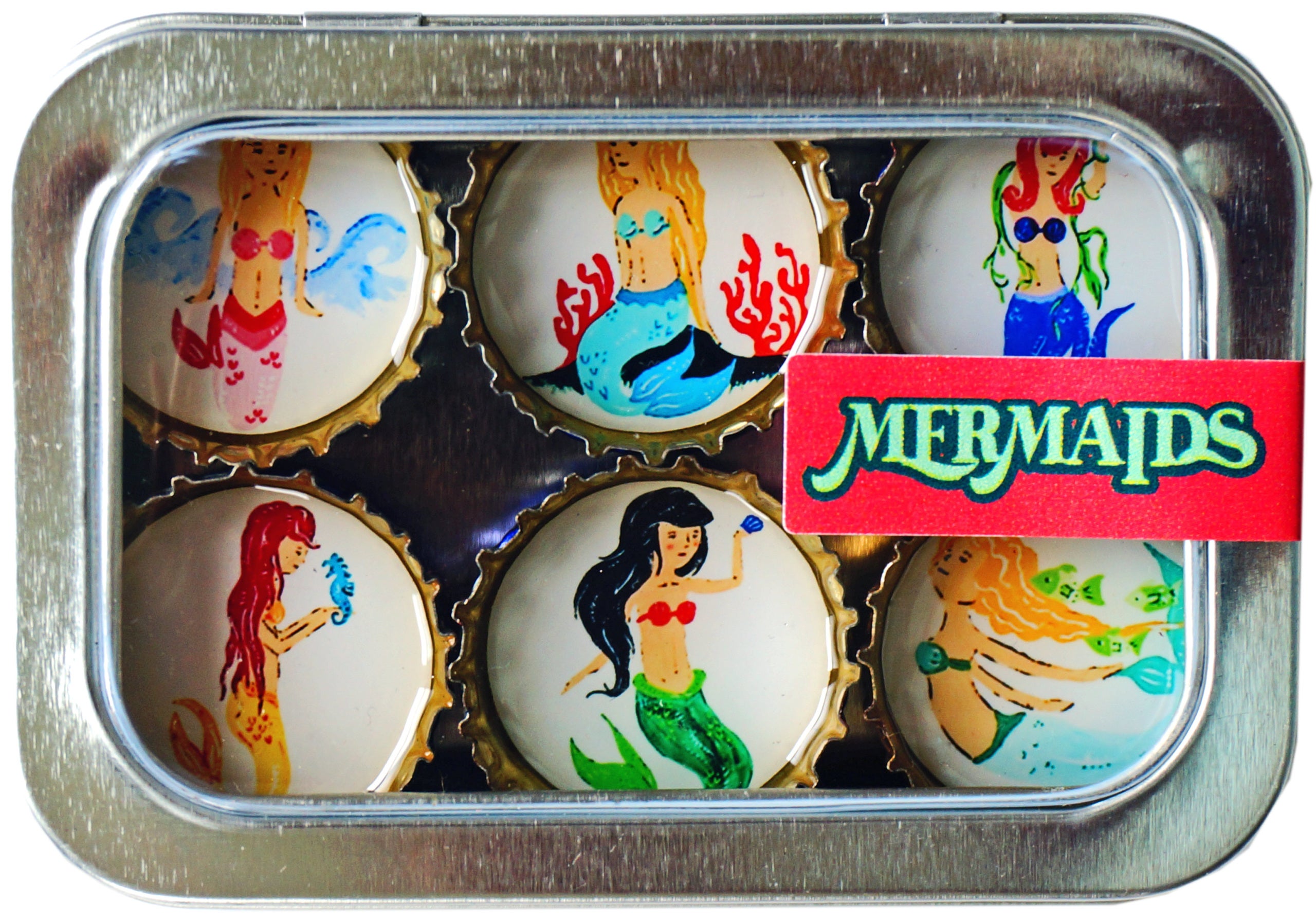 Mermaids magnets, mermaid magnet, bottle cap, gift, stocking stuffer ...