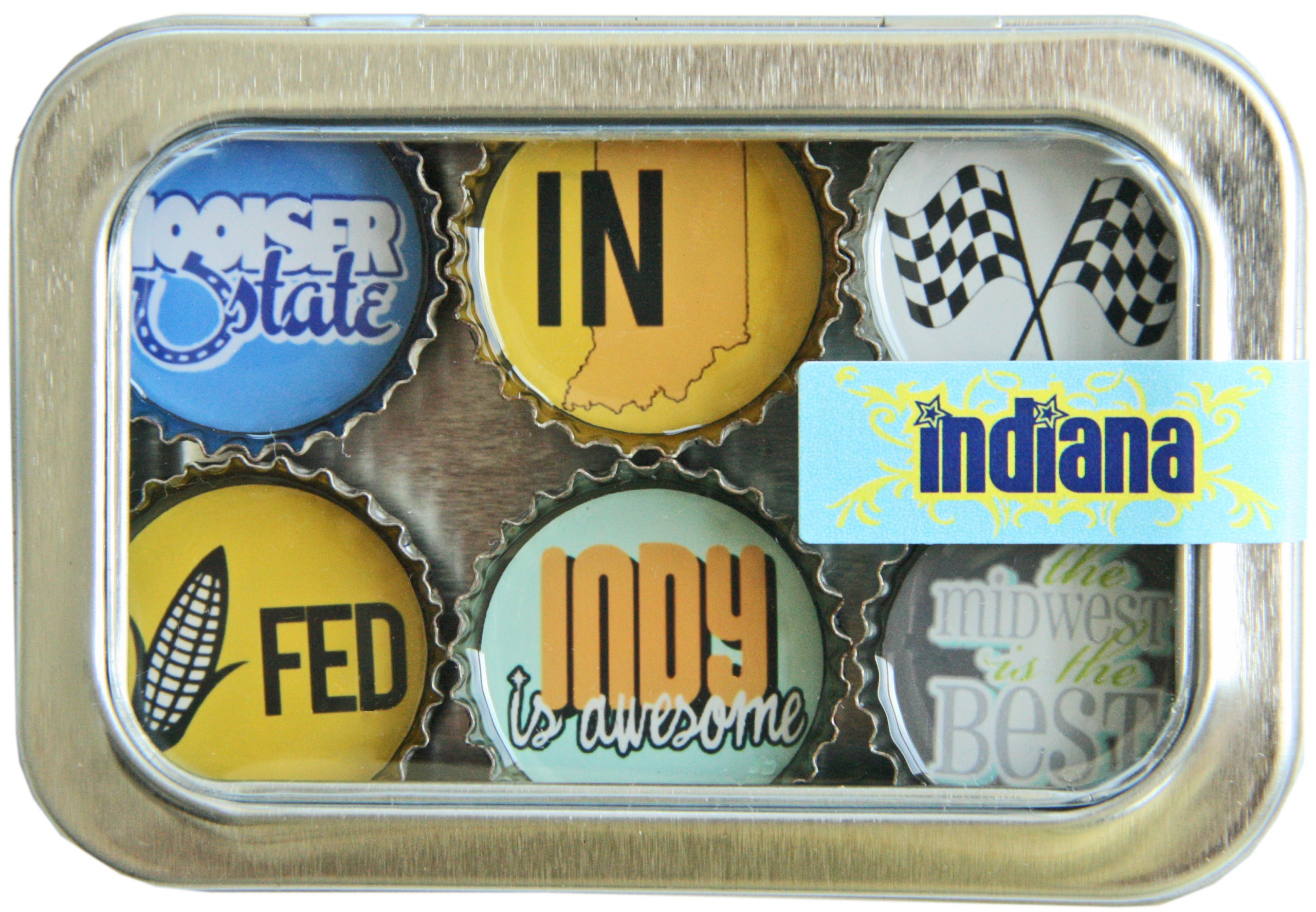 Indiana magnets, magnet, bottle cap, gift, stocking stuffer, upcycled ...