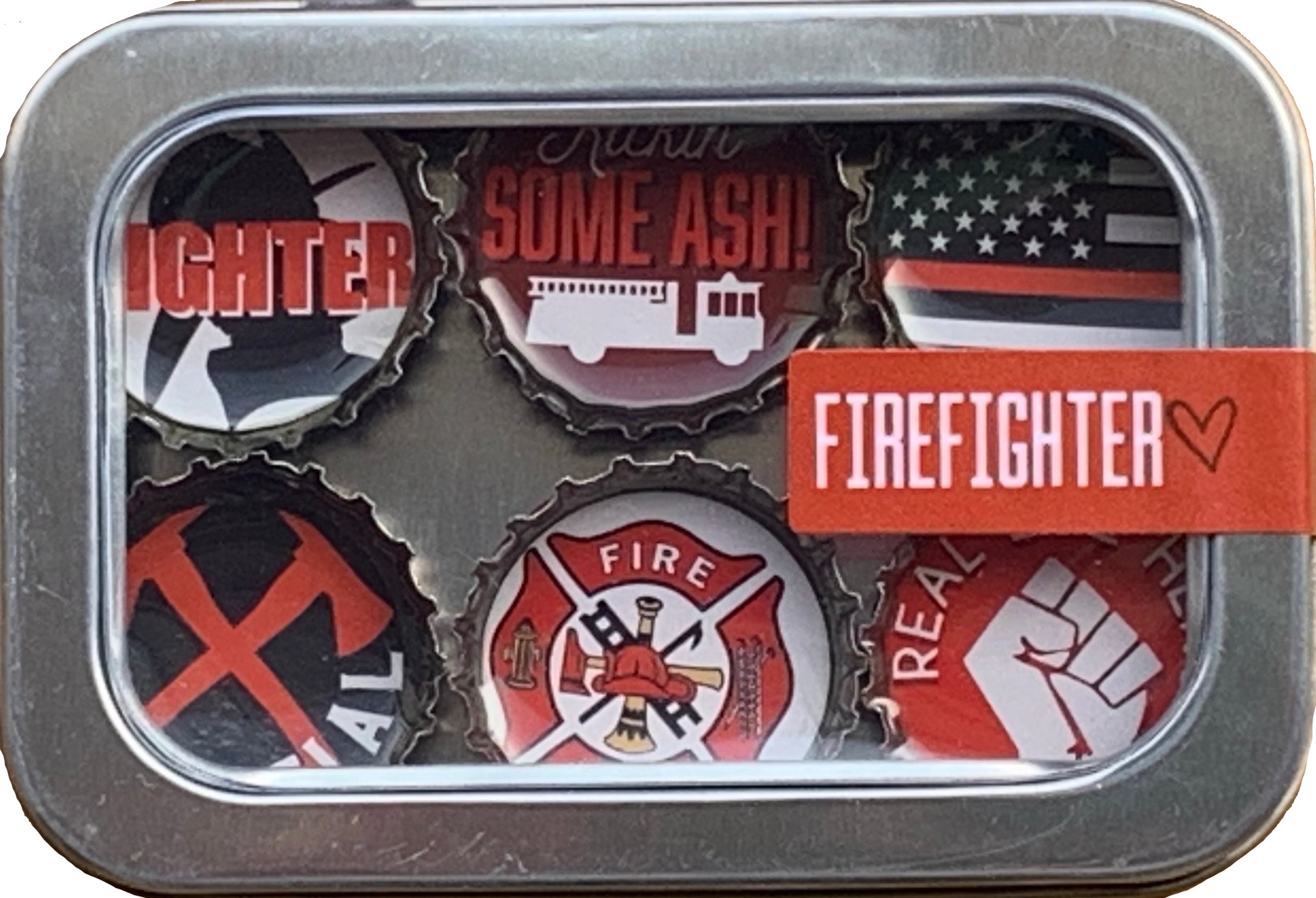magnets, magnet, bottle cap, fire fighter, fire truck, fire, hose, fire ...